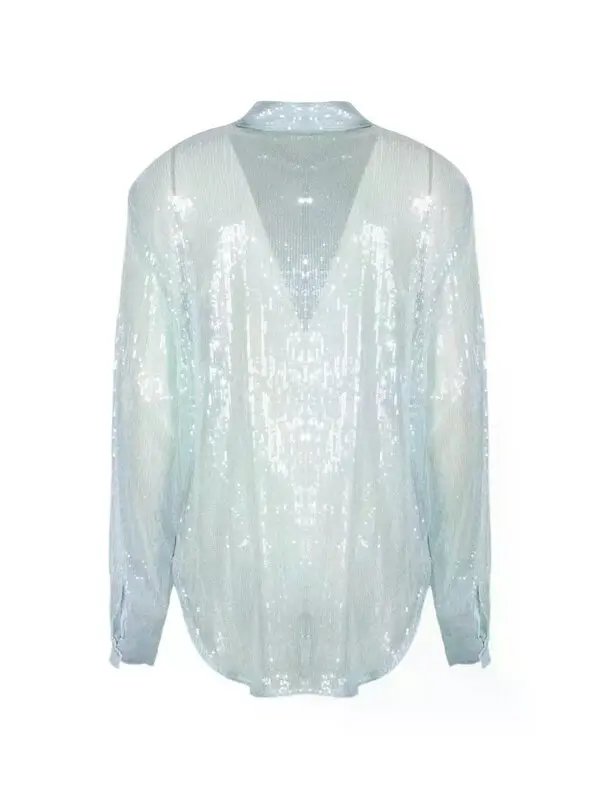 TWENTY FOURHAITCH Sequin Embellished Satin Trim Shirt