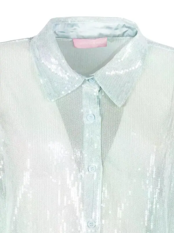TWENTY FOURHAITCH Sequin Embellished Satin Trim Shirt