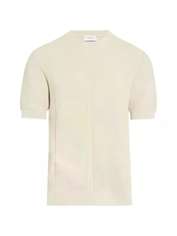 PAOLO PECORA Textured-knit Short-sleeve T-shirt - Neutrals