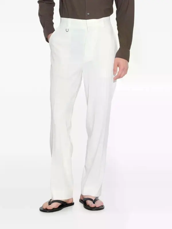 PAOLO PECORA Stretch-linen Loose-fit Chino Trousers - White