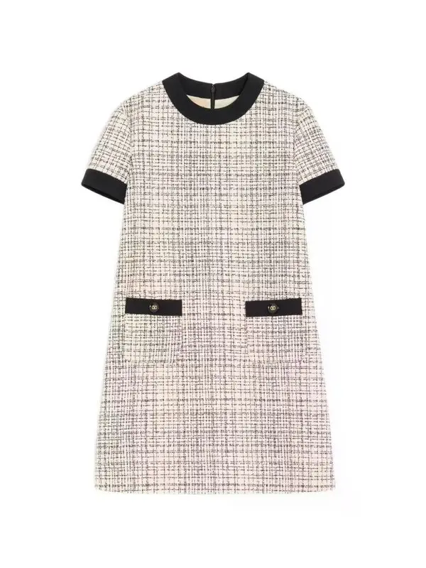 Valentino Garavani Short Dress In Square Tweed - Neutrals