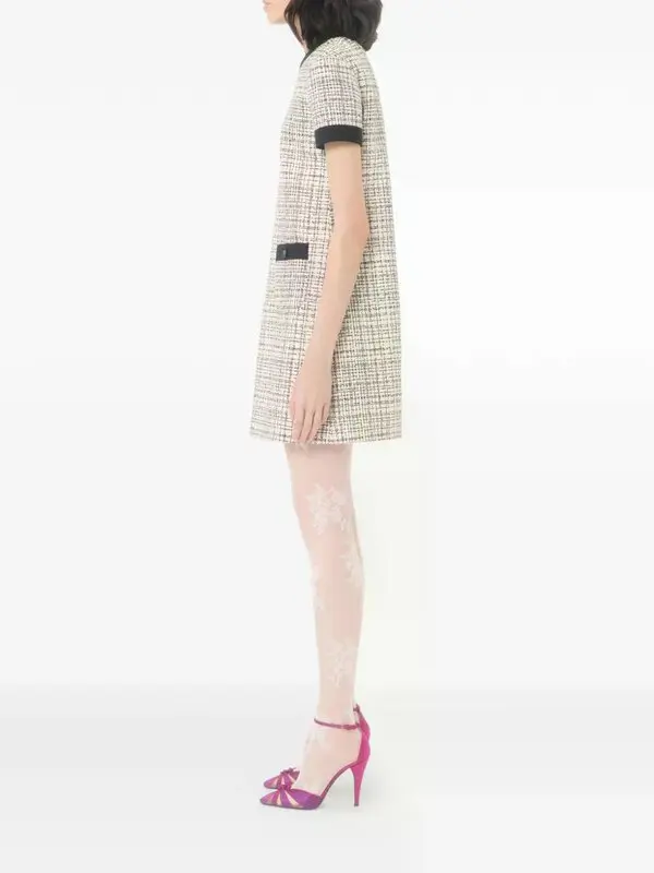 Valentino Garavani Short Dress In Square Tweed - Neutrals