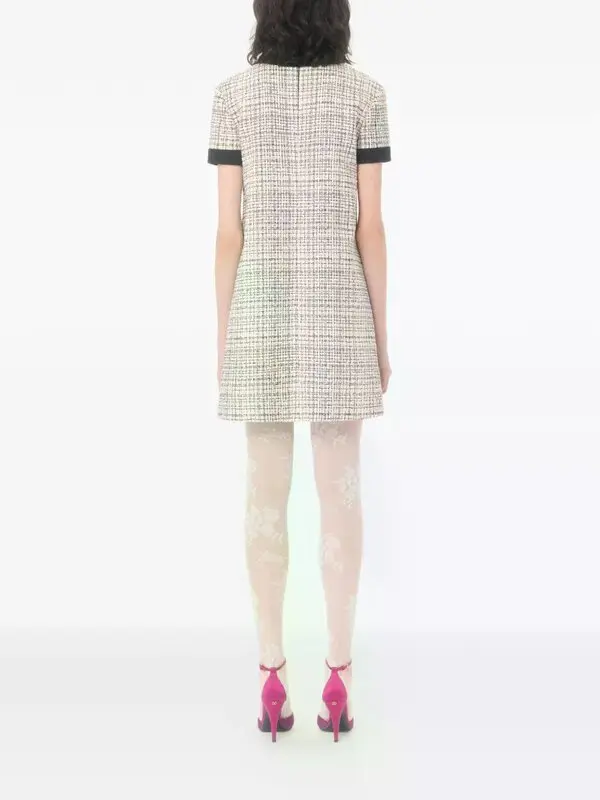Valentino Garavani Short Dress In Square Tweed - Neutrals