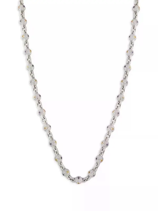 ELIANTTE 14k White Gold Diamond Ball Chain Necklace - Silver