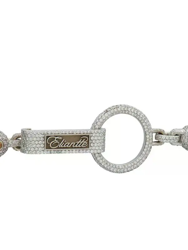 ELIANTTE 14k White Gold Diamond Ball Chain Necklace