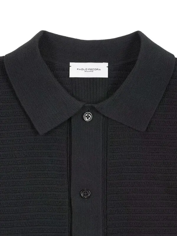 PAOLO PECORA Textured-knit Short-sleeve Shirt