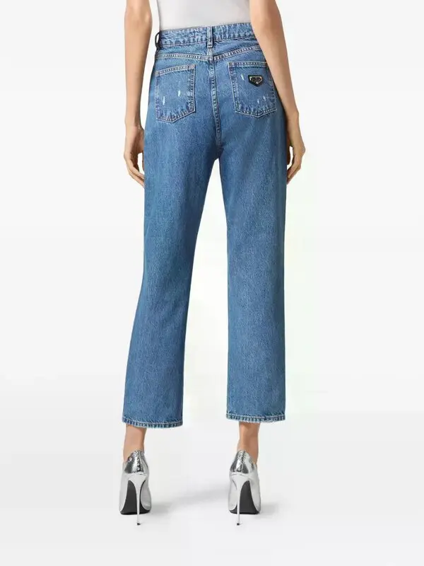 Philipp Plein Distressed Crystal-embellished Jeans