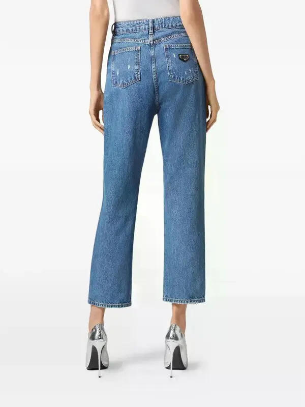 Philipp Plein Distressed Crystal-embellished Jeans