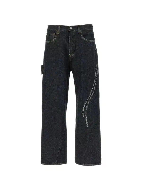 Undercover Embroidered Curved-stitch Jeans - Blue