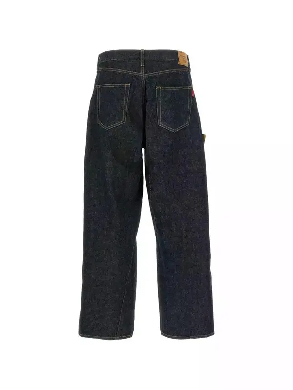 Undercover Embroidered Curved-stitch Jeans - Blue