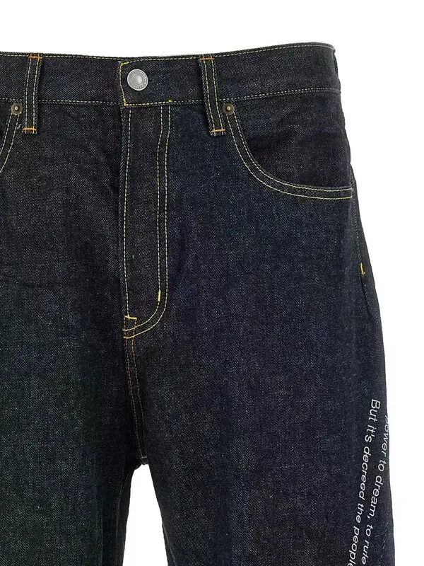 Undercover Embroidered Curved-stitch Jeans - Blue
