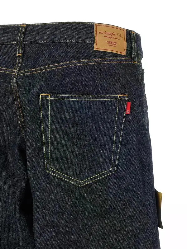 Undercover Embroidered Curved-stitch Jeans - Blue