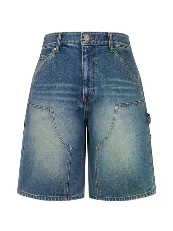 STUDIO TOMBOY Carpenter-style Paneled Shorts - Blue