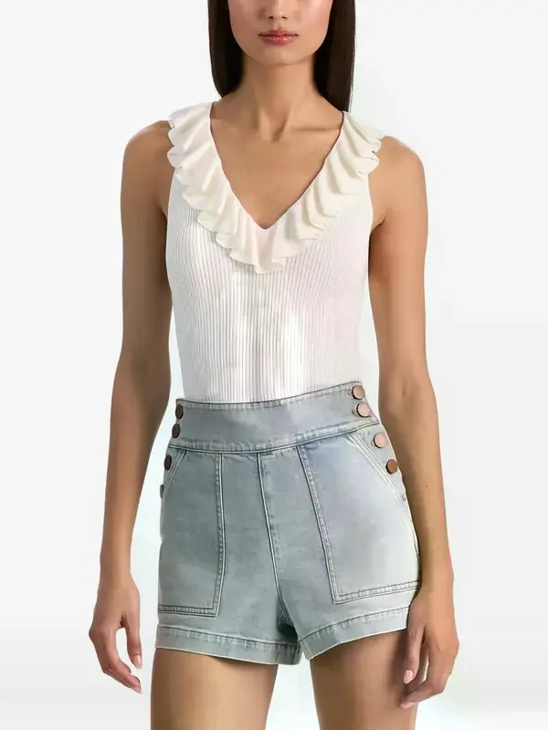 Alice + Olivia Marnie Ruffled Knit Top