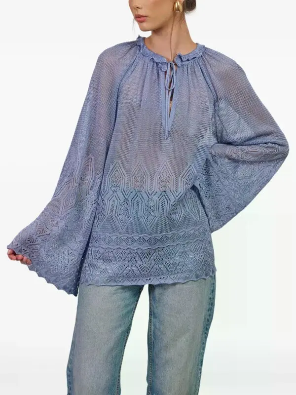 CECILIA PRADO Crochet-knit Ruffled Blouse