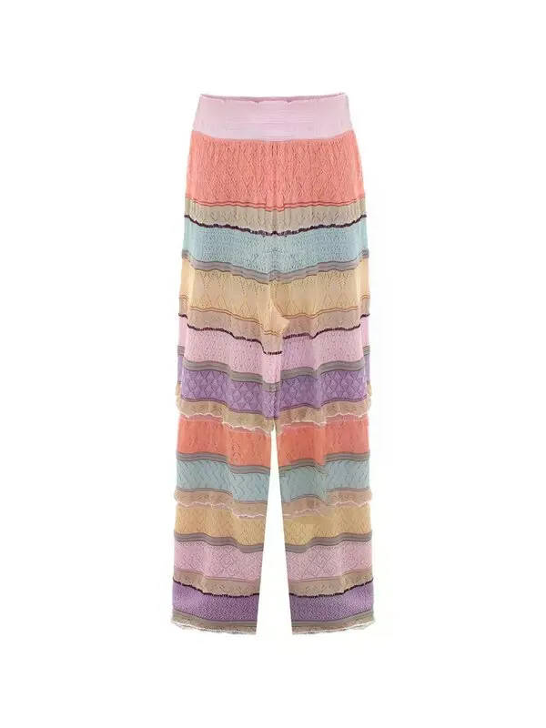 CECILIA PRADO Striped Pointelle-knit Trousers