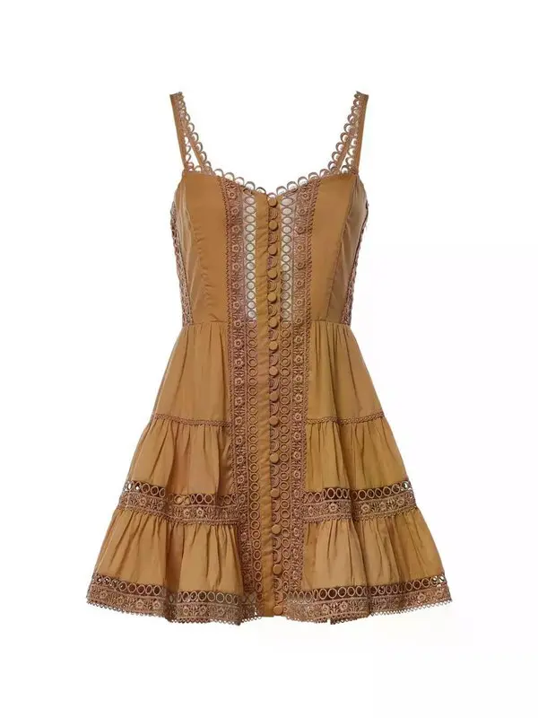Charo Ruiz Ibiza Lenora Guipure-lace Mini Dress - Brown