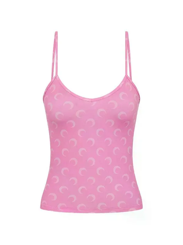 MARINE SERRE Moon-printed Jersey Strappy Top - Pink