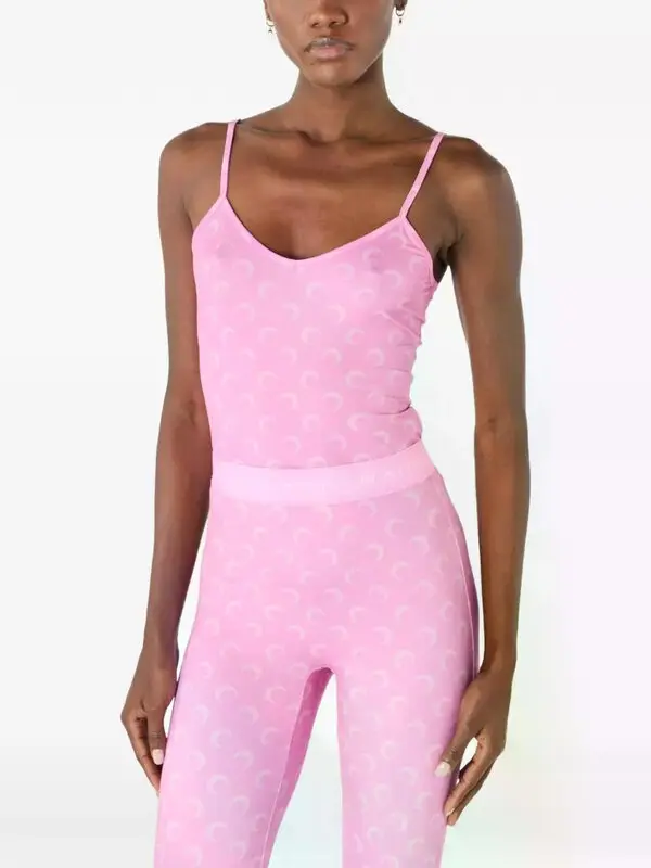 MARINE SERRE Moon-printed Jersey Strappy Top - Pink