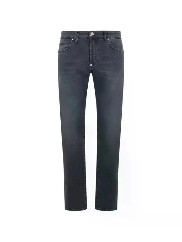 Philipp Plein Logo Plaque Faded Jeans - Black