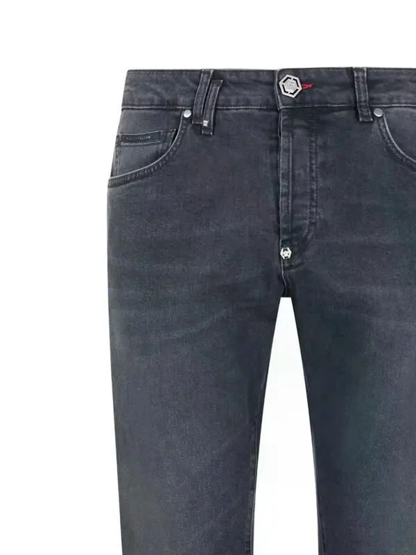 Philipp Plein Logo Plaque Faded Jeans