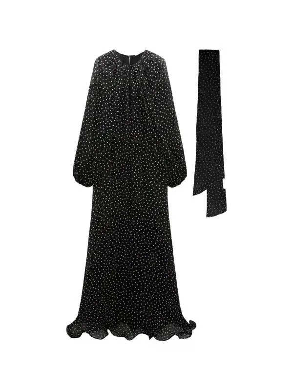 Dorothee Schumacher Polka Dot Maxi Dress With Scarf - Black