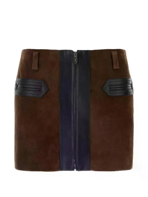 Marni Suede Panelled Mini Skirt - Brown