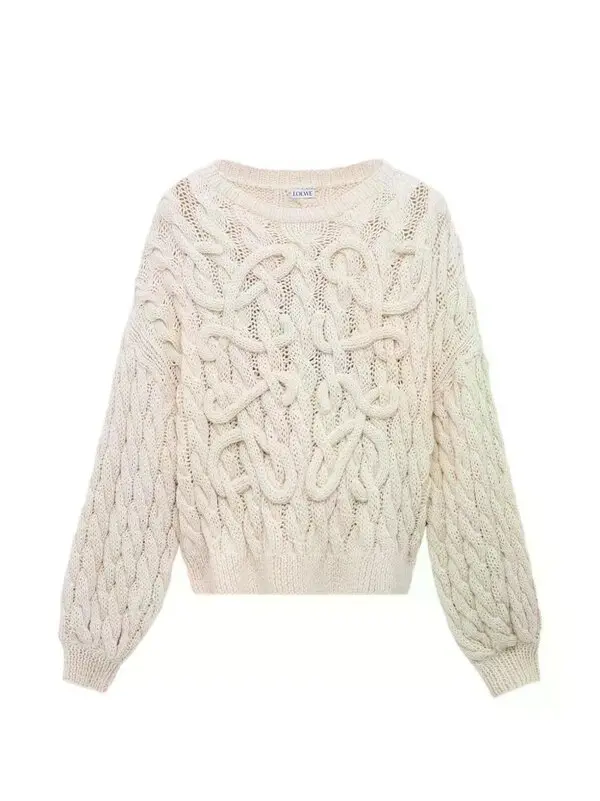 Loewe Anagram Cable Knit Sweater - Neutrals