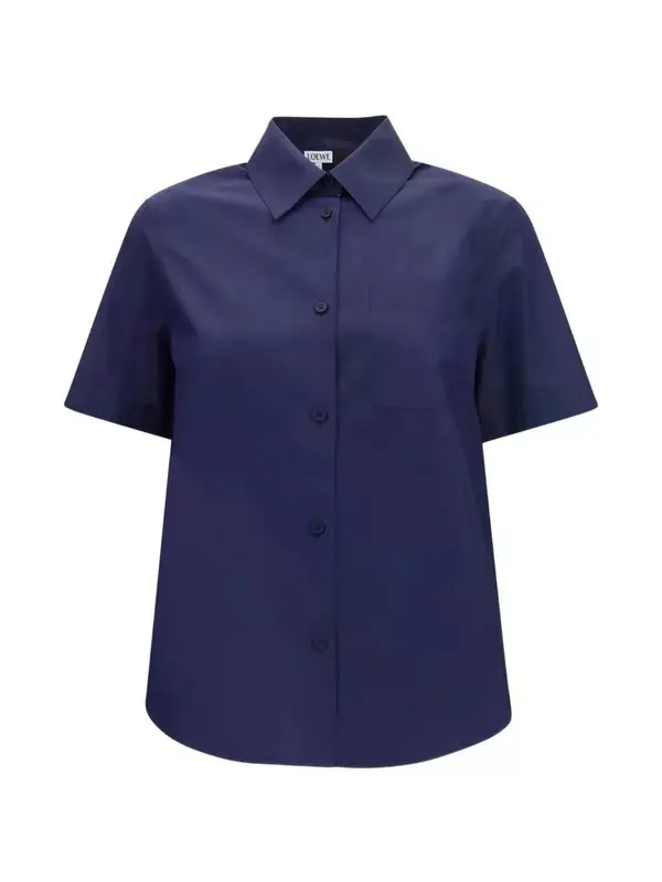 Loewe Anagram Embroidered Cotton Shirt - Blue