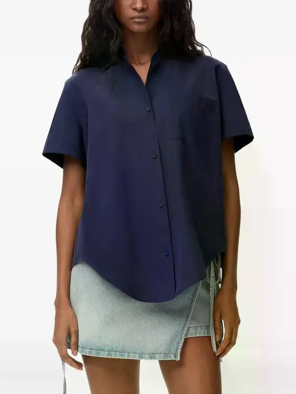 Loewe Anagram Embroidered Cotton Shirt - Blue
