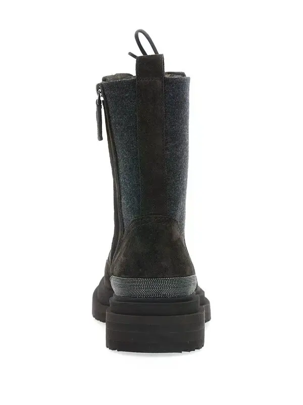 Brunello Cucinelli Lace-up Monili-embellished Boots - Brown