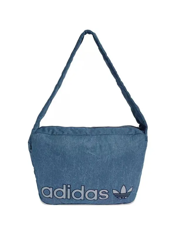 Adidas Washed Effect Logo-print Shoulder Bag - Blue