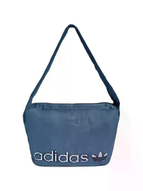 Adidas Washed Effect Logo-print Shoulder Bag - Blue