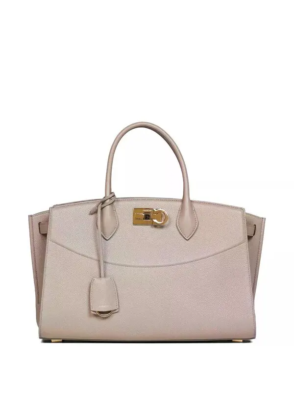 FERRAGAMO Gancini Hammered Leather Tote Bag