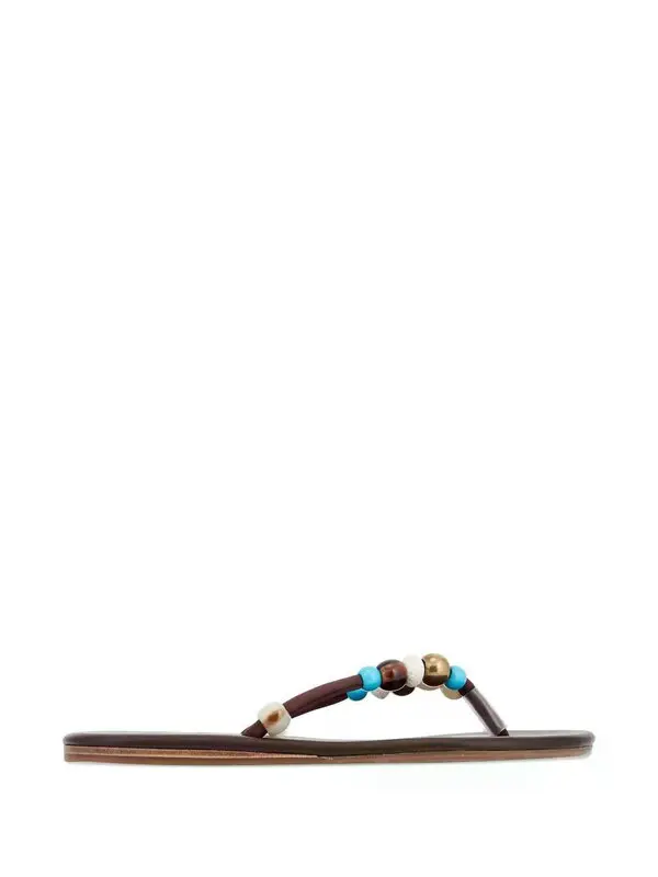ANCIENT GREEK SANDALS Saionara Bead-embellished Flat Sandals - Brown