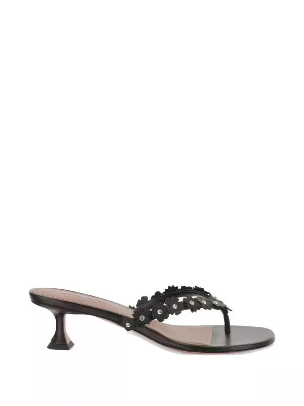 Amina Muaddi Janis Floral-appliqué Sandals - Black
