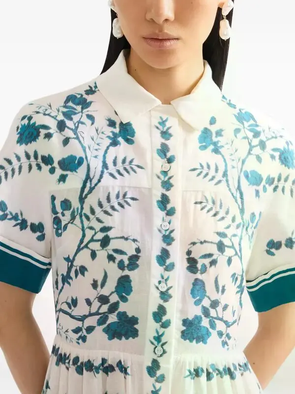 Erdem Botanical Print Tiered Maxi Shirt Dress