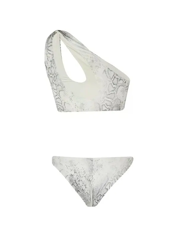 Federica Tosi Snake-print One-shoulder Bikini