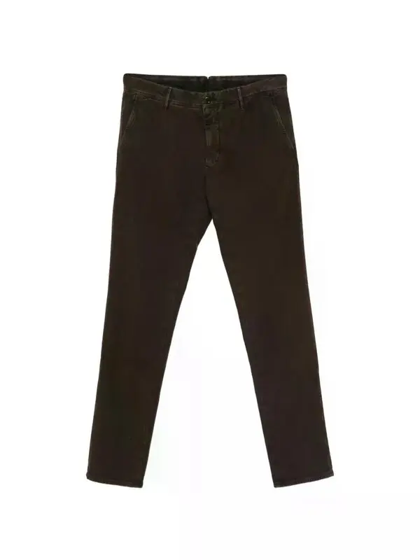 Incotex Buttoned Slim Leg Trousers - Brown