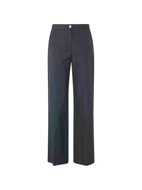 SOLOTRE Tailored Pinstripe Trousers - Blue