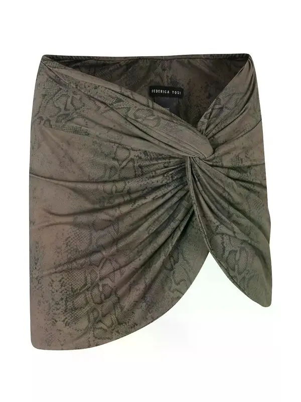 Federica Tosi Knotted Snake-print Skirt - Green