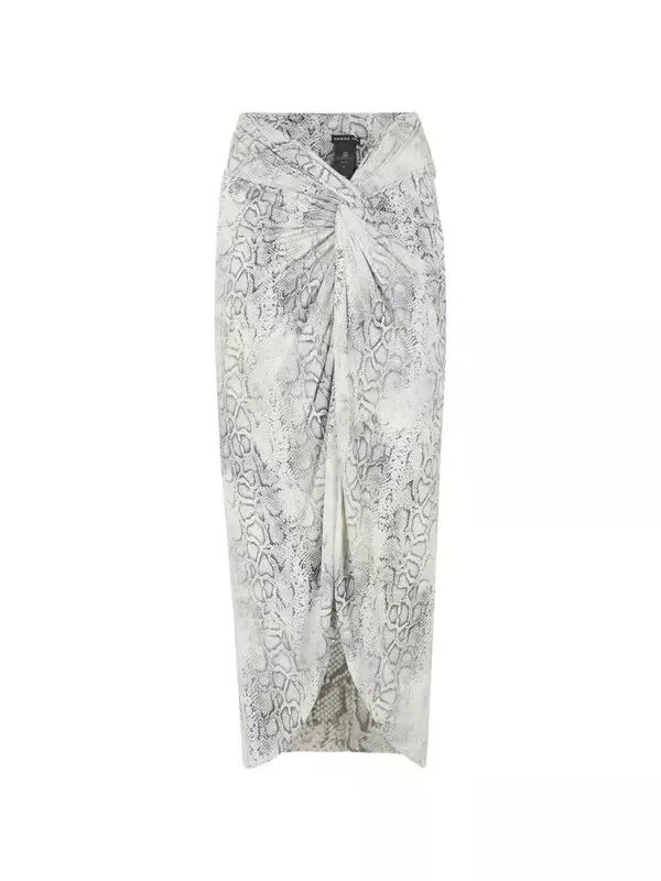 Federica Tosi Snake-print Knotted Beach Cover-up Skirt - Neutrals