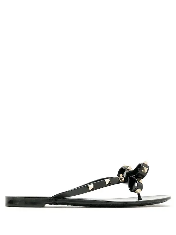 Valentino Garavani Rockstud Embellished Thong Sandals - Black