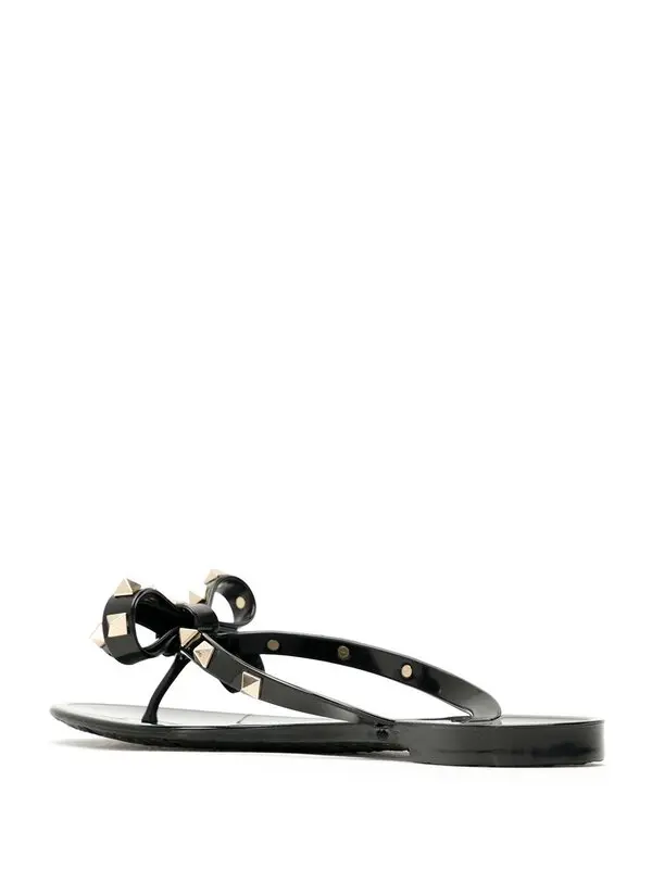 Valentino Garavani Rockstud Embellished Thong Sandals - Black