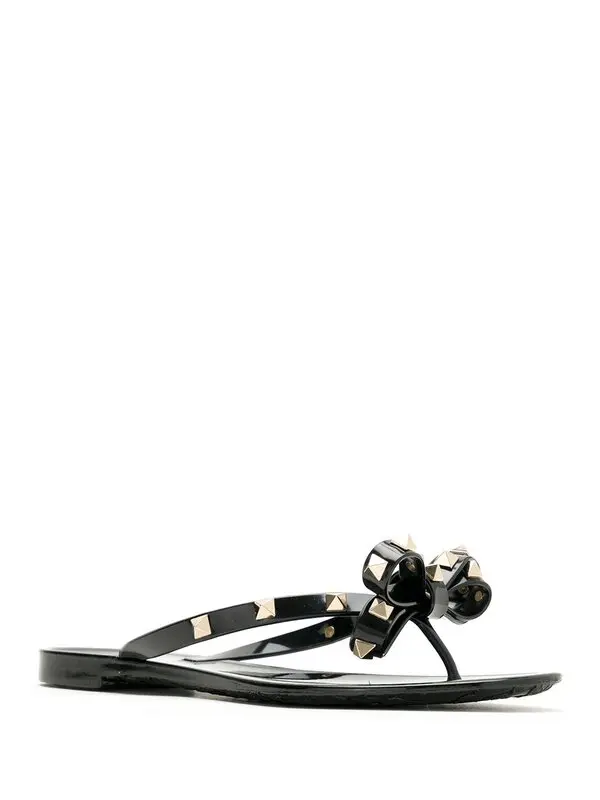 Valentino Garavani Rockstud Embellished Thong Sandals - Black