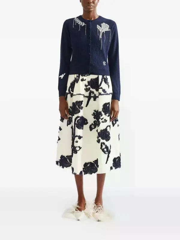 Erdem Lace-appliqué Fine-knit Cardigan - Blue