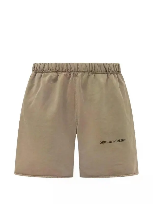 GALLERY DEPT. Logo Print Raw Edge Shorts - Neutrals