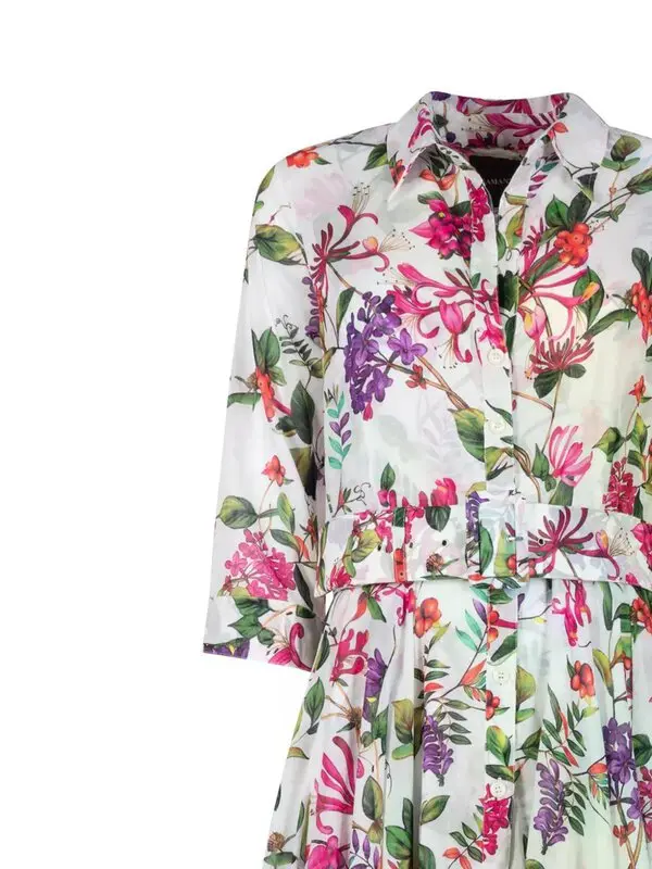 Samantha Sung Aster Floral-print Belted Midi Dress