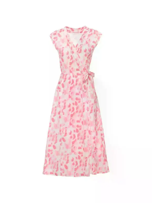 120% Lino Abstract Print Wrap Dress