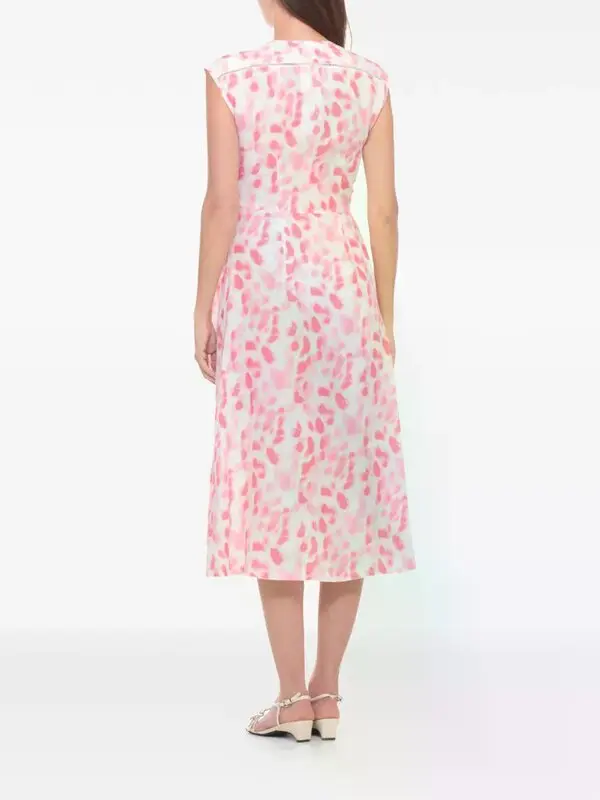 120% Lino Abstract Print Wrap Dress